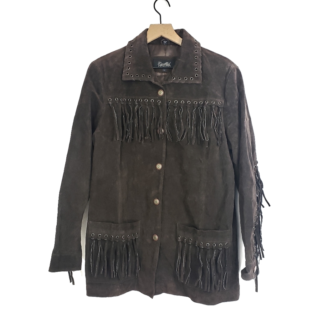 Vintage Excelled Collection Fringe Leather Jacket - Gem